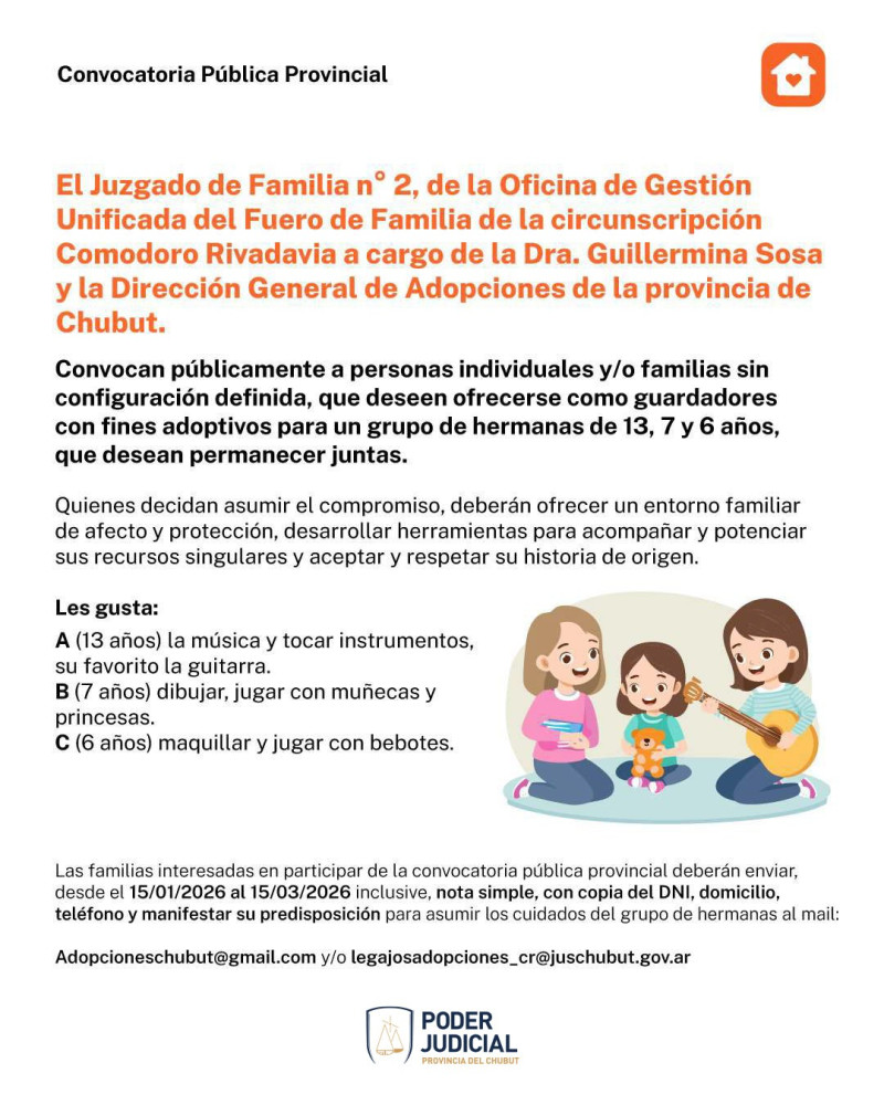 Política Chubut » El sueño de permanecer juntas: buscan familia para ...